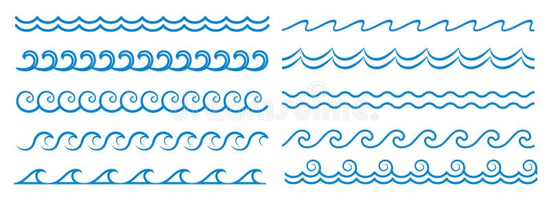 Sea Wave Line, Blue Water Pattern Borders, Frames Stock Vector ...
