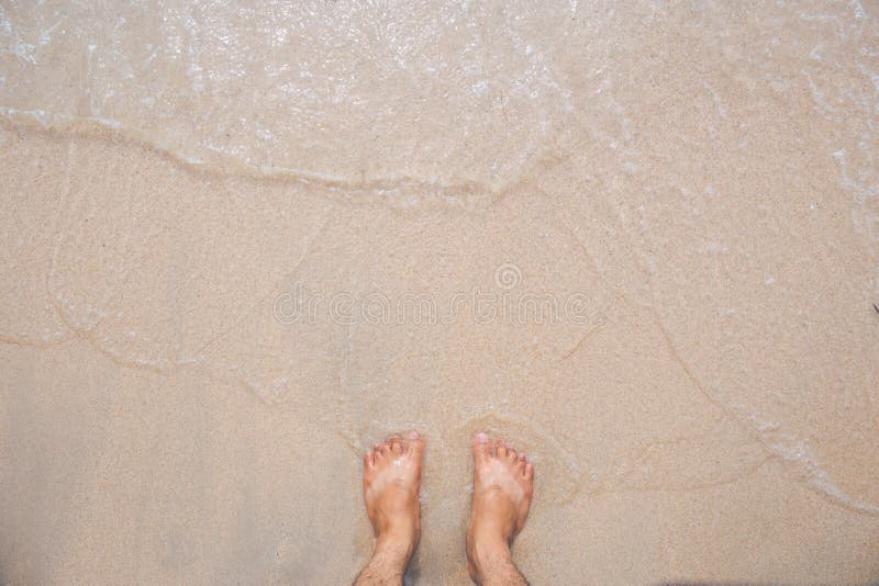 Sea Wave Movement with Feet and Sand. Stock Image - Image of nature ...
