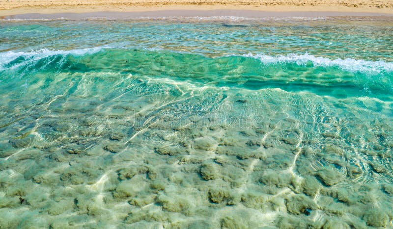 Sea Wave Moves To the Shore Picking Up Sand from the Bottom of Stock ...