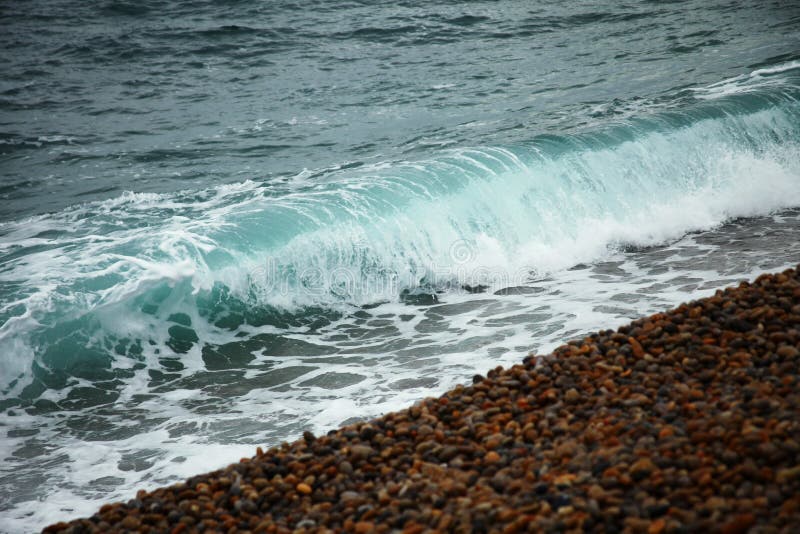 Sea Wave and the Pebble Stone Beach. Stock Photo - Image of round ...