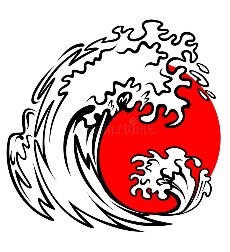 Waves in japanese style stock vector. Illustration of space - 66901788