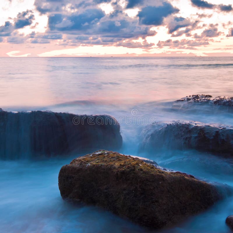 Sea Wave on the Rock at Sunset Stock Image - Image of summer, cape ...
