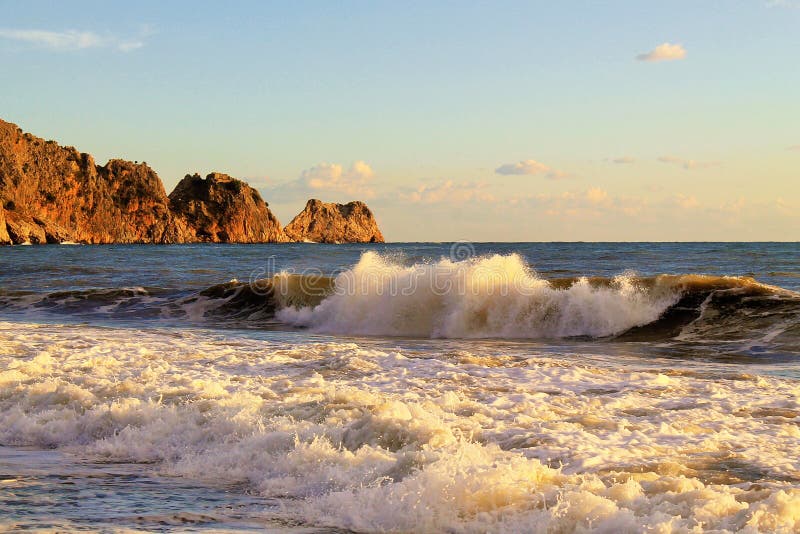Sea wave and rocks. stock photo. Image of water, ocean - 62753414