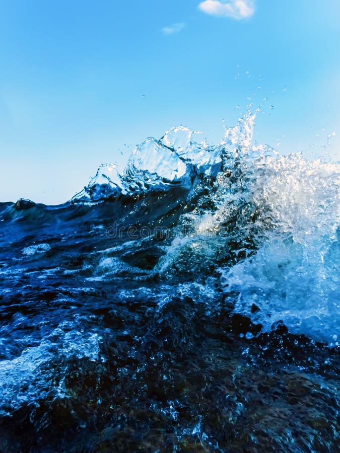 Sea Wave Splash Close Up, Low Angle View Stock Image - Image of ...