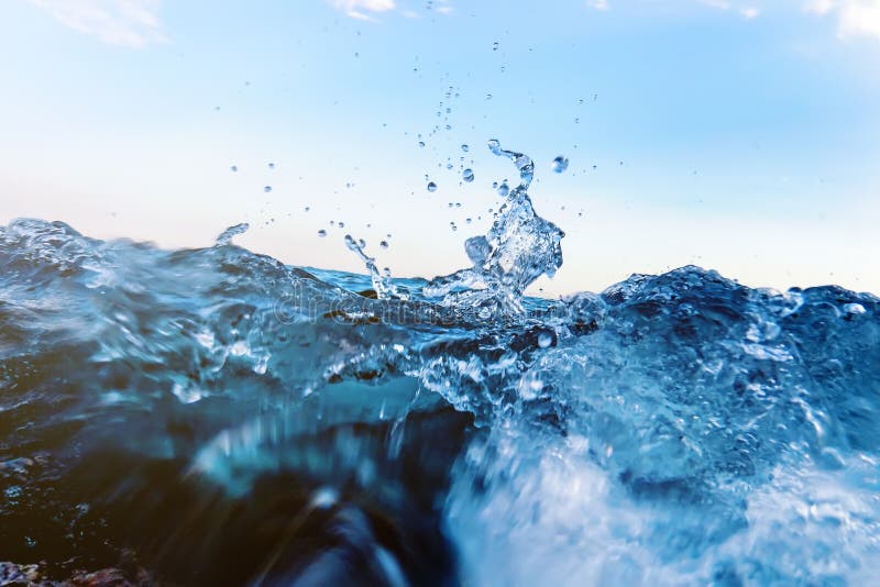 Sea Wave Splash Close Up, Low Angle View Stock Image - Image of clear ...