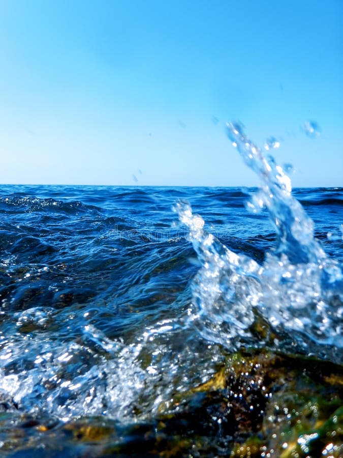Sea Wave Splash Close Up, Low Angle View Stock Photo - Image of splash ...