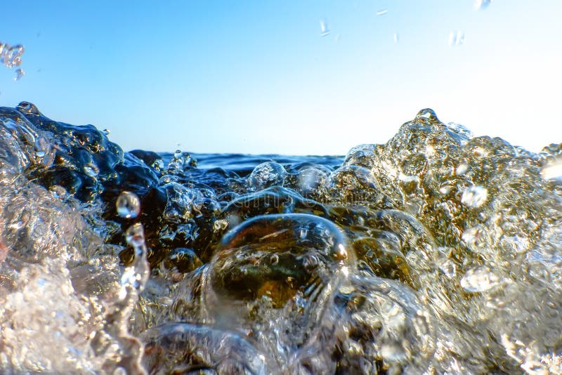 Sea Wave Splash Close Up, Low Angle View Stock Image - Image of liquid ...