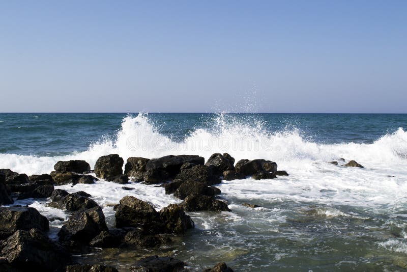 Sea wave splash stock image. Image of rock, coast, swash - 36638381