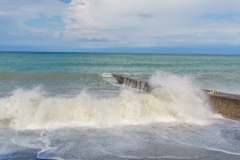 Sea Wave in a Storm Close-up. Lots of Splashes Stock Image - Image of ...