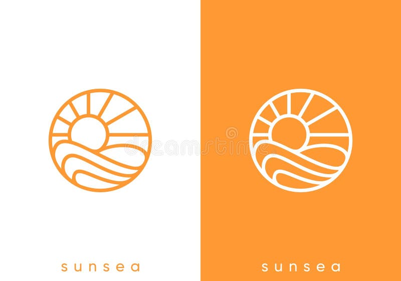Sea Wave with Sun Circle Logo Icon Design Stock Vector - Illustration ...
