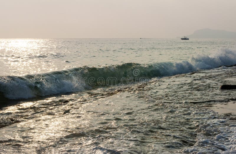 Sea Wave at Sunset, the Sea Coast, the Coast of Turkey Stock Photo ...
