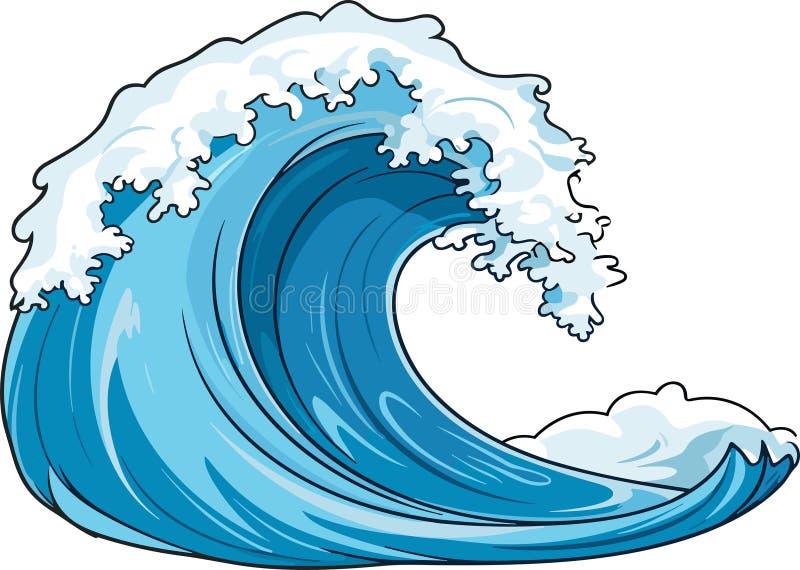 Sea Wave. Vector Illustration of Blue Ocean Wave with White Foam ... Sea Wave. Vector Illustration of Blue Ocean Wave with White Foam ...