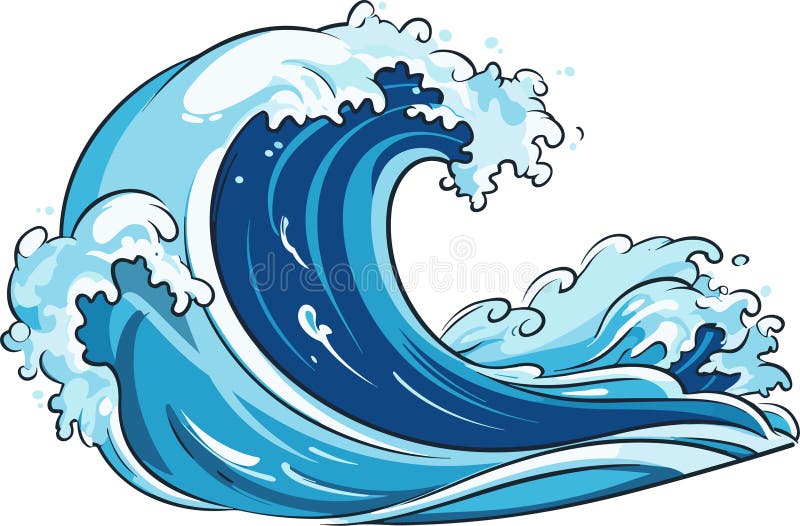Sea Wave. Vector Illustration of Blue Ocean Wave with White Foam ... Sea Wave. Vector Illustration of Blue Ocean Wave with White Foam ...