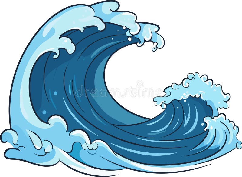 Sea Wave. Vector Illustration of Blue Ocean Wave with White Foam ... Sea Wave. Vector Illustration of Blue Ocean Wave with White Foam ...