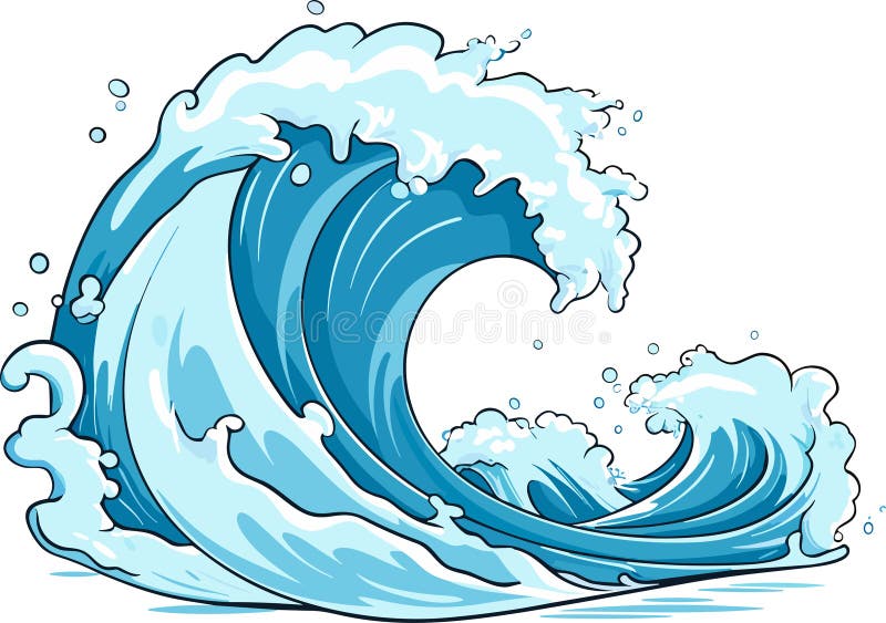 Sea Wave. Vector Illustration of Blue Ocean Wave with White Foam ... Sea Wave. Vector Illustration of Blue Ocean Wave with White Foam ...