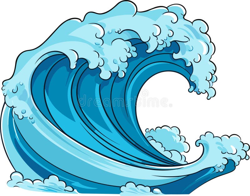 Sea Wave. Vector Illustration of Blue Ocean Wave with White Foam ... Sea Wave. Vector Illustration of Blue Ocean Wave with White Foam ...