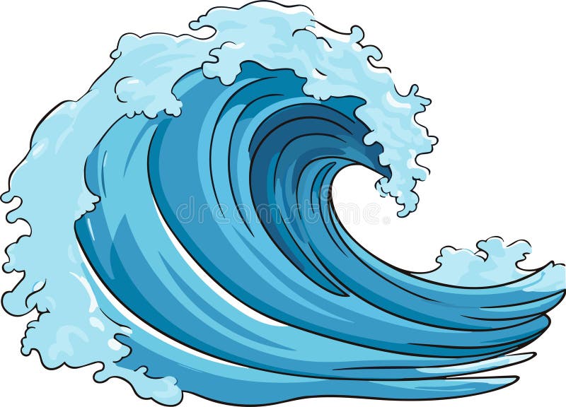 Sea Wave. Vector Illustration of Blue Ocean Wave with White Foam ... Sea Wave. Vector Illustration of Blue Ocean Wave with White Foam ...