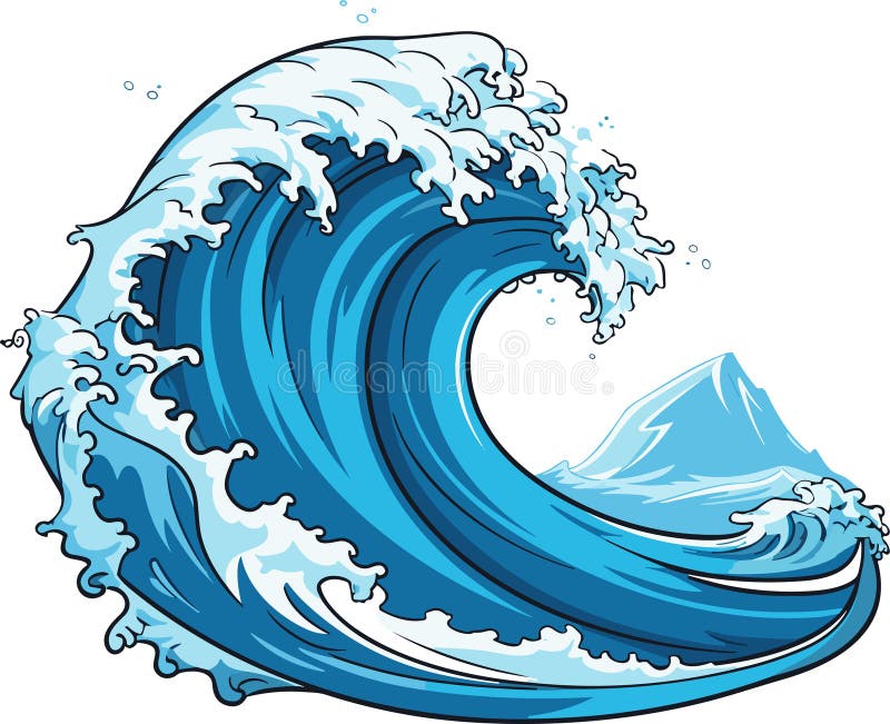 Sea Wave. Vector Illustration of Blue Ocean Wave with White Foam ... Sea Wave. Vector Illustration of Blue Ocean Wave with White Foam ...
