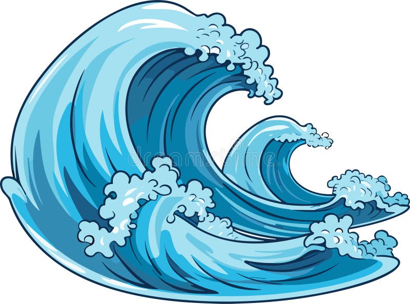 Sea Wave. Vector Illustration of Blue Ocean Wave with White Foam ... Sea Wave. Vector Illustration of Blue Ocean Wave with White Foam ...