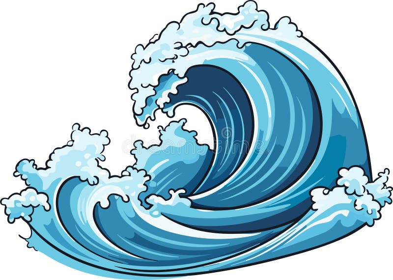 Sea Wave. Vector Illustration of Blue Ocean Wave with White Foam ... Sea Wave. Vector Illustration of Blue Ocean Wave with White Foam ...