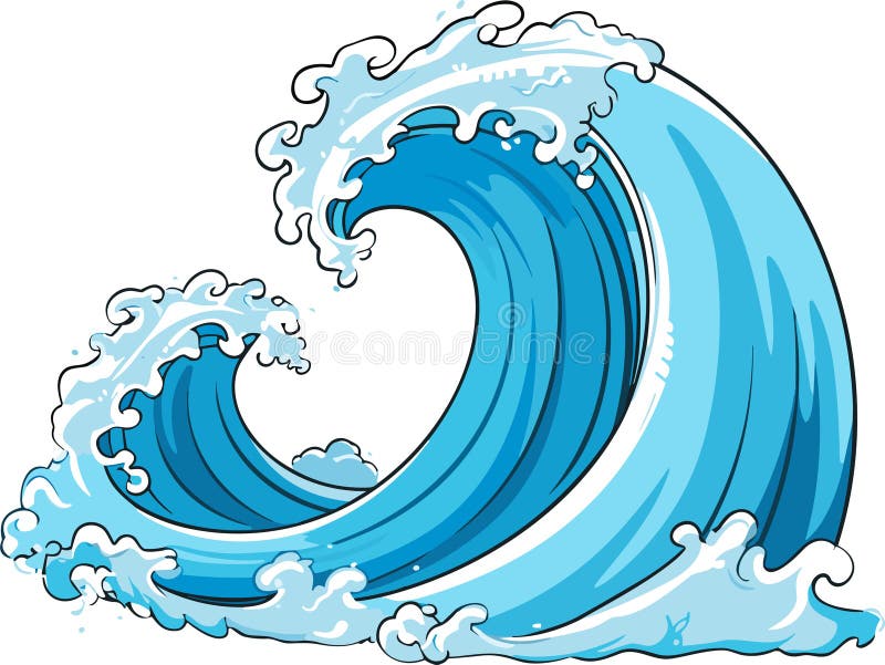 Sea Wave. Vector Illustration of Blue Ocean Wave with White Foam ... Sea Wave. Vector Illustration of Blue Ocean Wave with White Foam ...