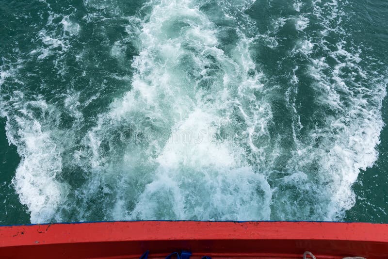 Sea Wave of View Behind the Passenger Boat. Stock Photo - Image of ...