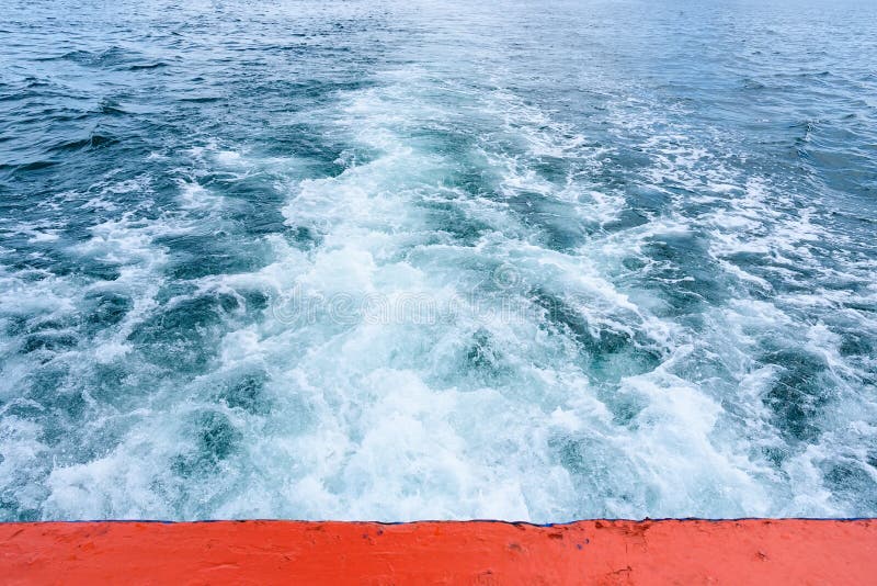 Sea Wave of View Behind the Passenger Boat. Stock Photo - Image of ...