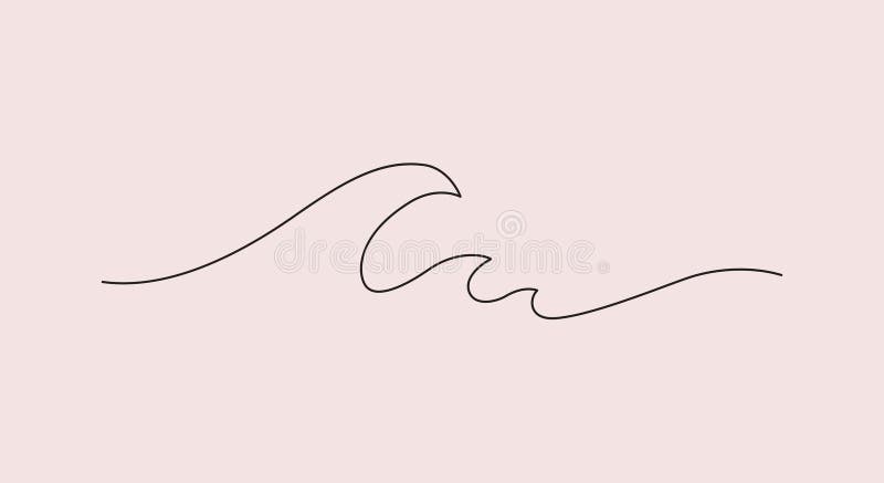 Sea Wave Water One Line Minimalist Style Thin Line Vector Stock Vector ...