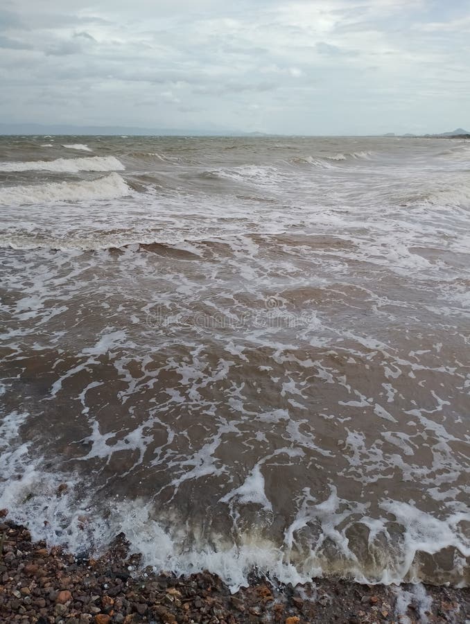 Sea Waves Asia Cambodia Beach Stock Image - Image of mudflat, shore ...