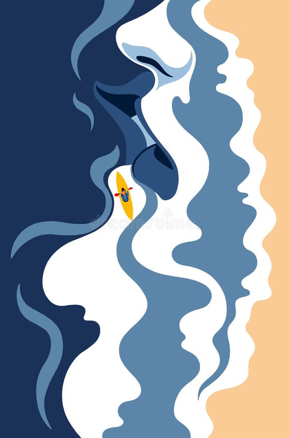 Sea. Waves. Beach. Metaphor. Kiss. Stock Vector - Illustration of ...