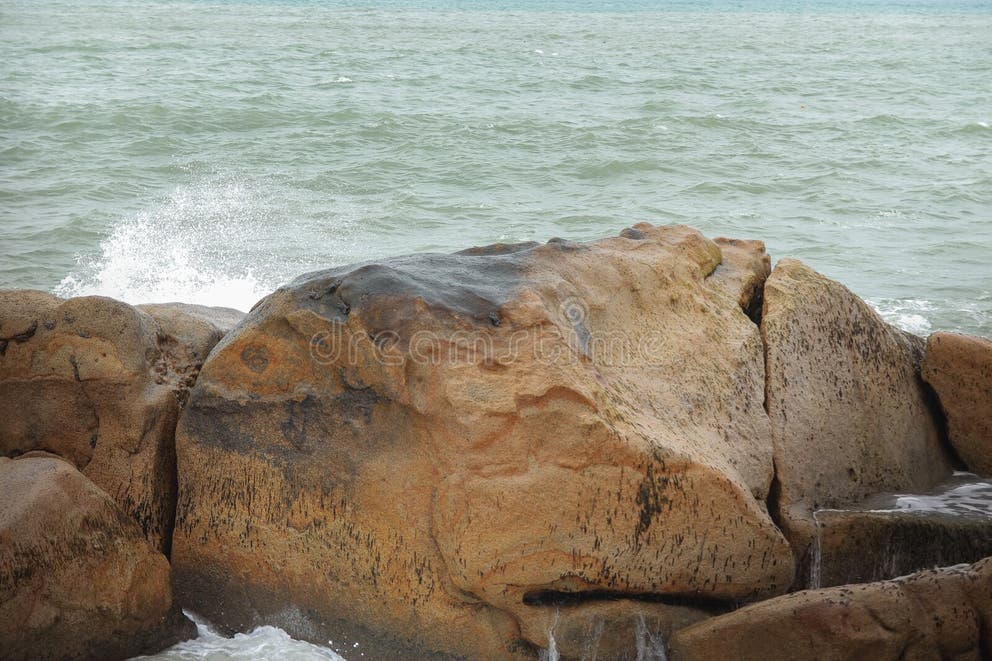 Sea Waves Beat Against Rocks and Rocks Stock Image - Image of rock ...