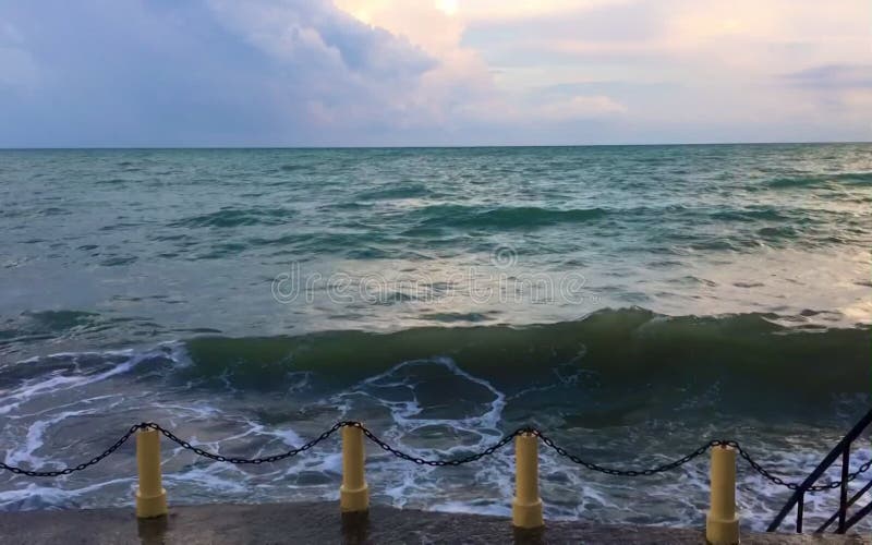 Sea Waves are Beating Against the Pier Stock Video - Video of famous ...