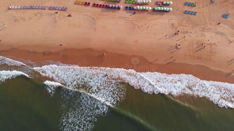 Sea Waves on the Beautiful Beach Aerial View Stock Video - Video of ...