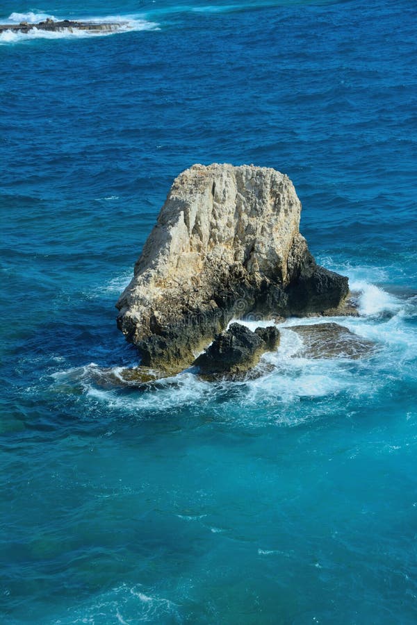 Sea Waves Breaking on a Large Rock in the Water Stock Photo - Image of ...