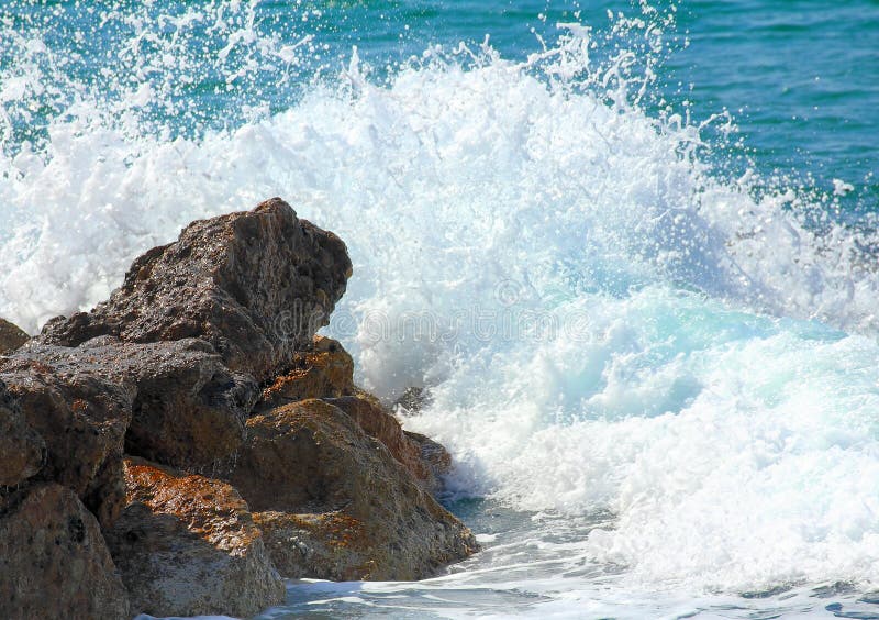 Sea Waves Breaking on Rocks Stock Image - Image of outdoor, water: 37856245
