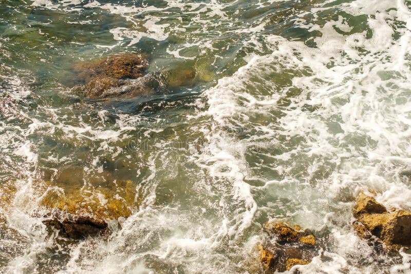 Sea Waves Breaking on Rocks and Hitting the Shore Stock Image - Image ...