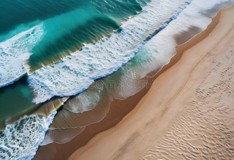 Sea Waves Breaking on Sand Beach Stock Illustration - Illustration of ...