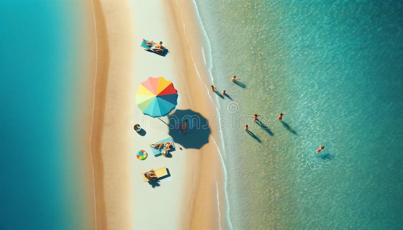 Sea Waves Breaking on Sand Beach Stock Illustration - Illustration of ...