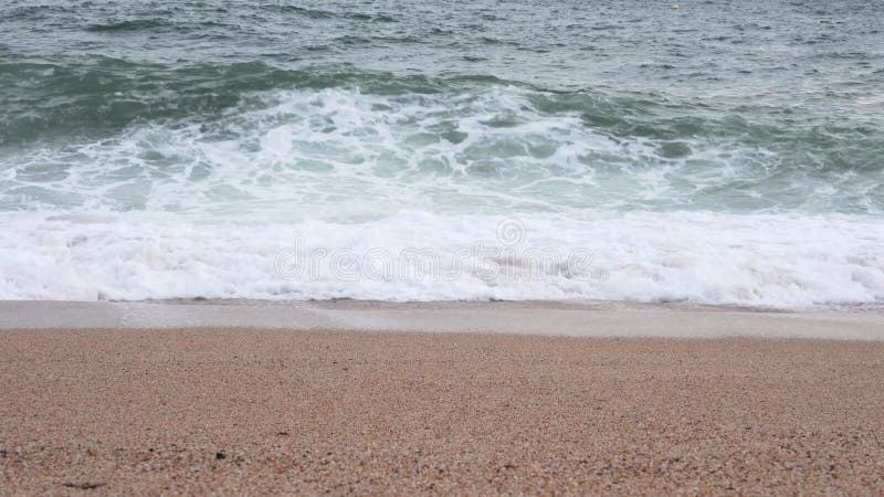Sea Waves Crash on the Beach Sand in the Evening, Front View Stock ...