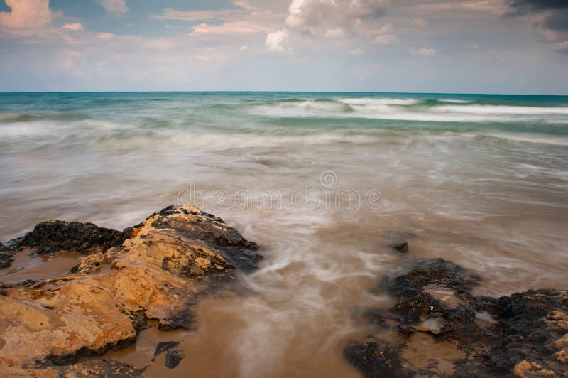 Sea Waves Crash on the Rocks on the Shore Stock Photo - Image of wave ...