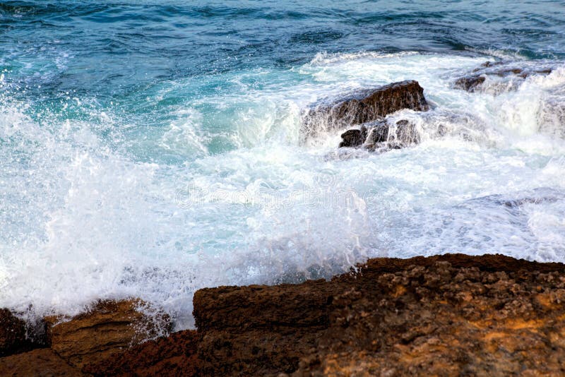 Sea Waves Crashing Against the Rocks Stock Photo - Image of storm, rock ...