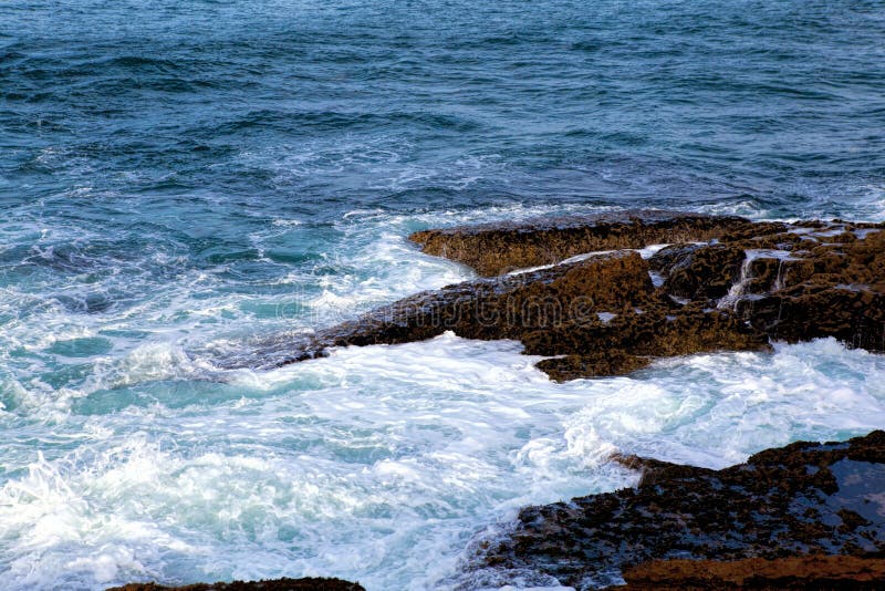 Sea Waves Crashing Against the Rocks . Stock Image - Image of rock ...
