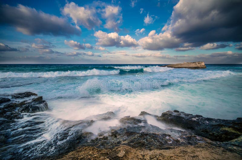Sea Waves Crashing Against the Rocks. Stock Image - Image of motion ...