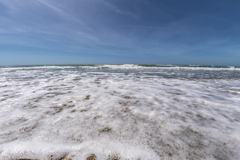 Sea with Waves in the Foreground on the Shoreline Stock Image - Image ...