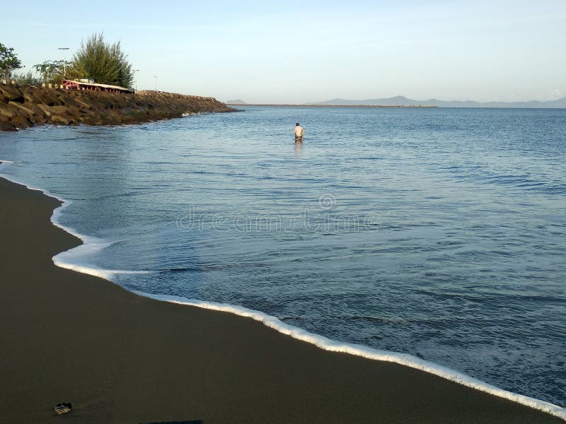 The Sea Waves that Form a Line on the Beach Look Very Beautiful Stock ...