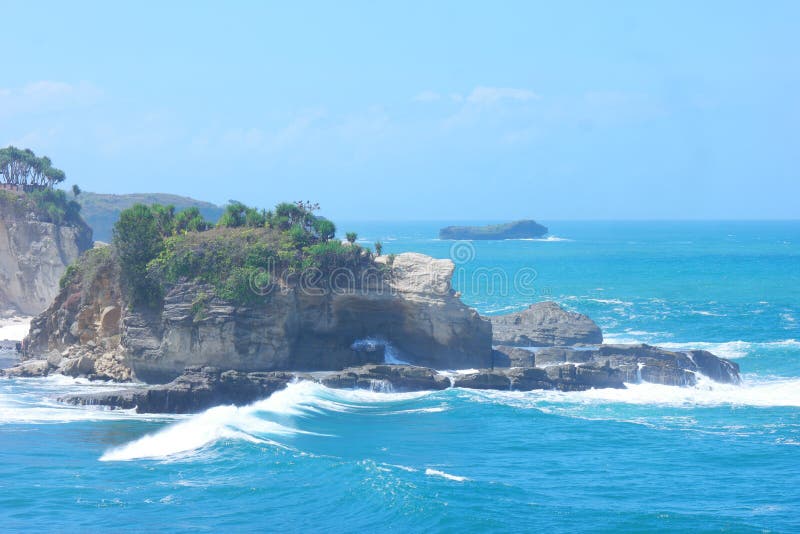 Sea Waves Greets the Rocks at the Beach Stock Image - Image of morning ...