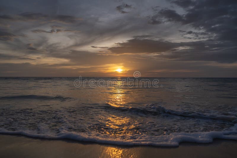 Sea Waves on Grey Sunset Background Stock Image - Image of holiday ...
