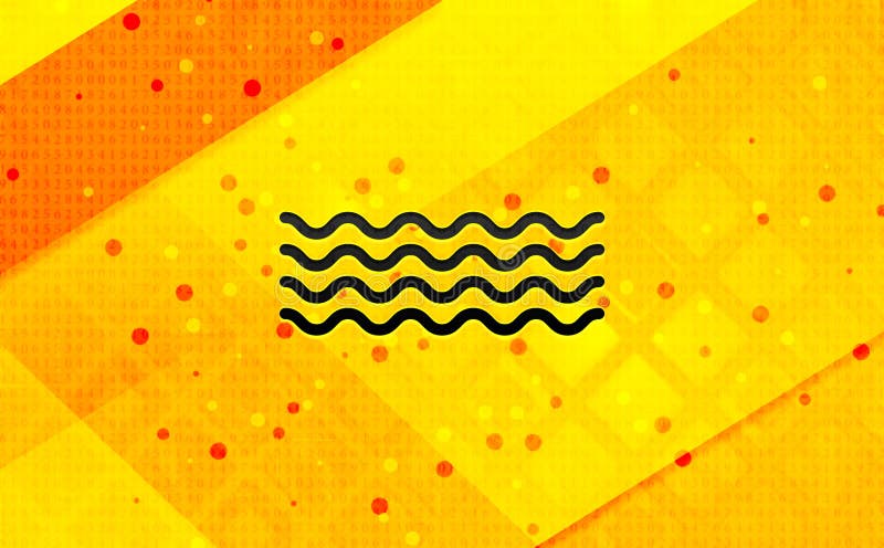 Sea Waves Icon Abstract Digital Banner Yellow Background Stock ...