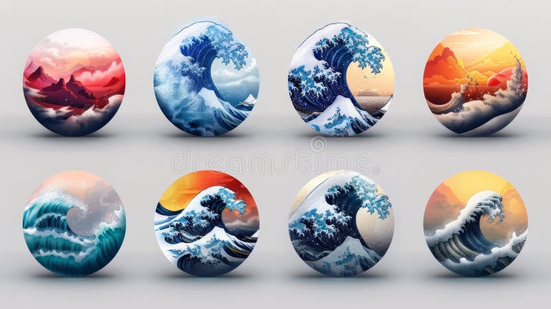 Sea Waves Icon Set. Collection of Wave Icons Stock Photo - Image of ...
