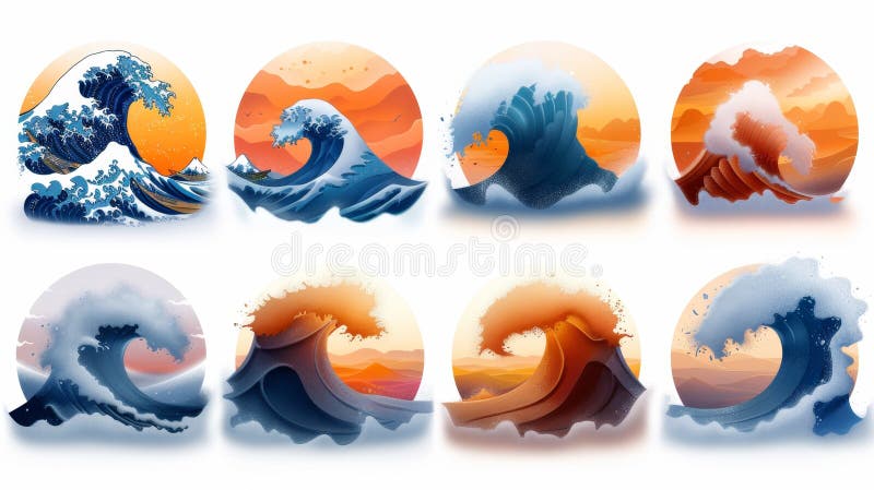 Sea Waves Icon Set. Collection of Wave Icons Stock Photo - Image of ...